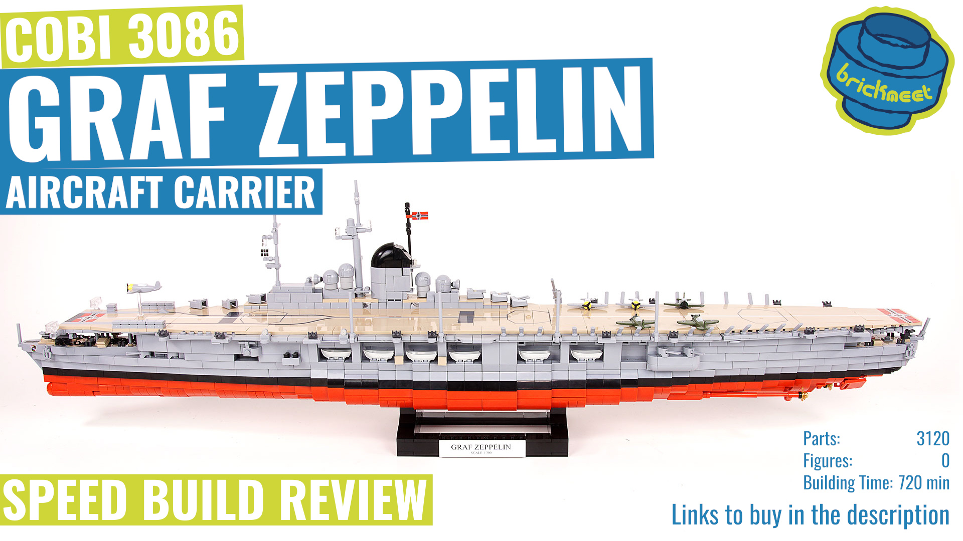 COBI 3086 Graf Zeppelin Aircraft Carrier - Speed Build Review ...