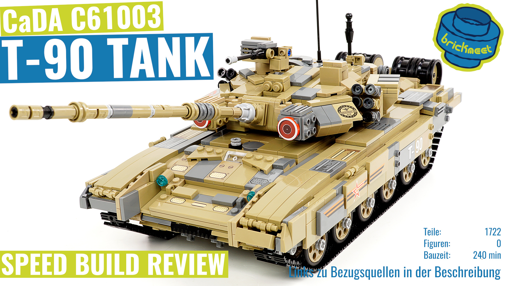 CaDA C61003W T-90 Tank - Speed Build Review - BrickMeet EN