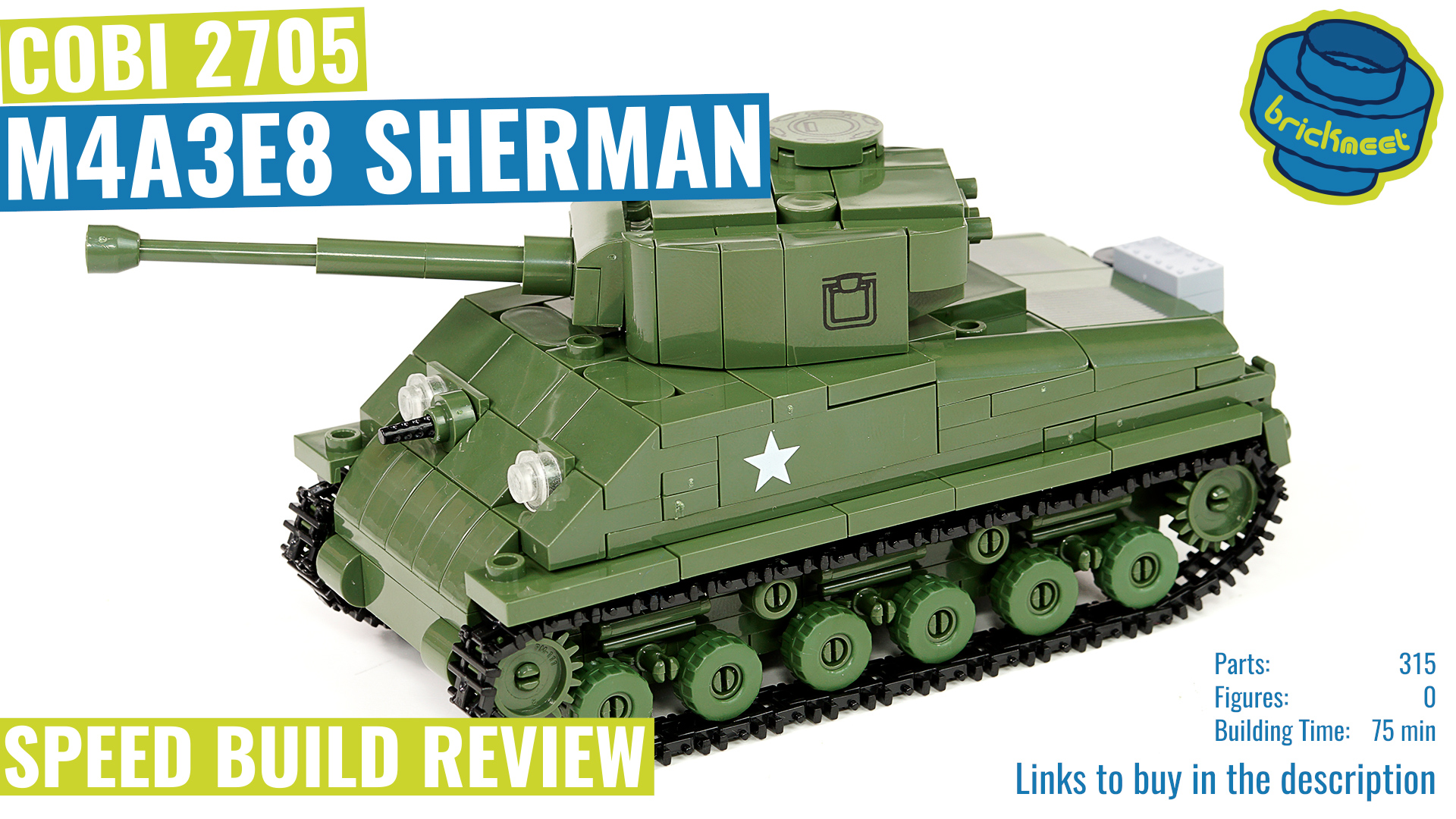 COBI 2705 M4A3E8 Sherman 'Easy Eight' - Speed Build Review - BrickMeet EN