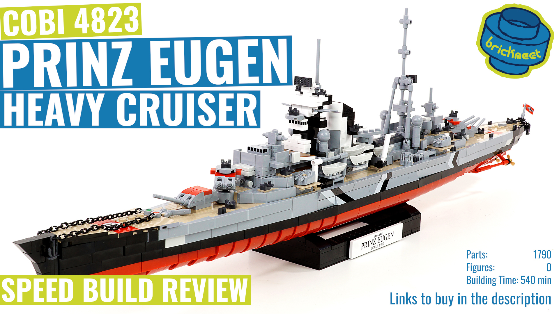 COBI 4823 PRINZ EUGEN Heavy Cruiser - Speed Build Review - BrickMeet EN