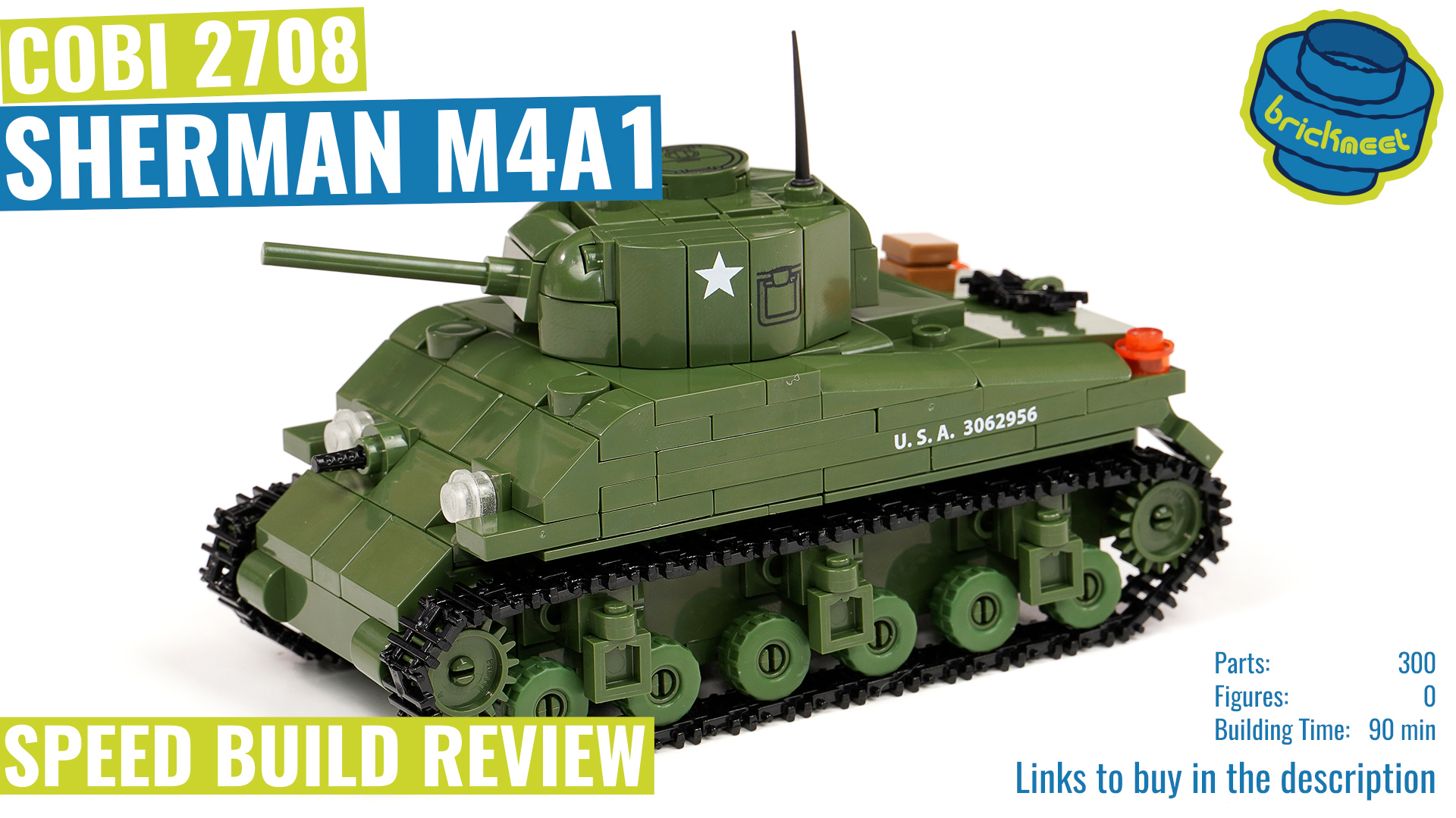 COBI 2708 - Sherman M4A1 (1:48) - Speed Build Review - BrickMeet EN