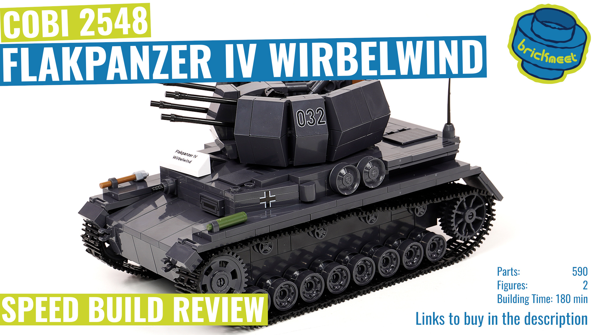 COBI 2548 - Flakpanzer IV Wirbelwind - Speed Build Review - BrickMeet EN