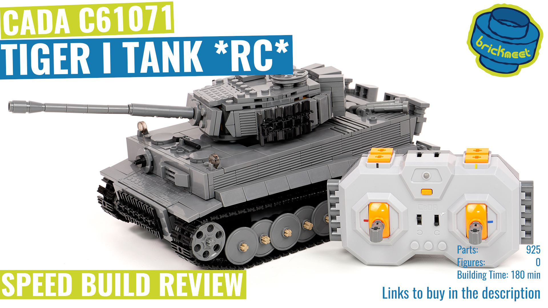 CADA C61071 Tiger I Tank *RC* - Speed Build Review - BrickMeet EN