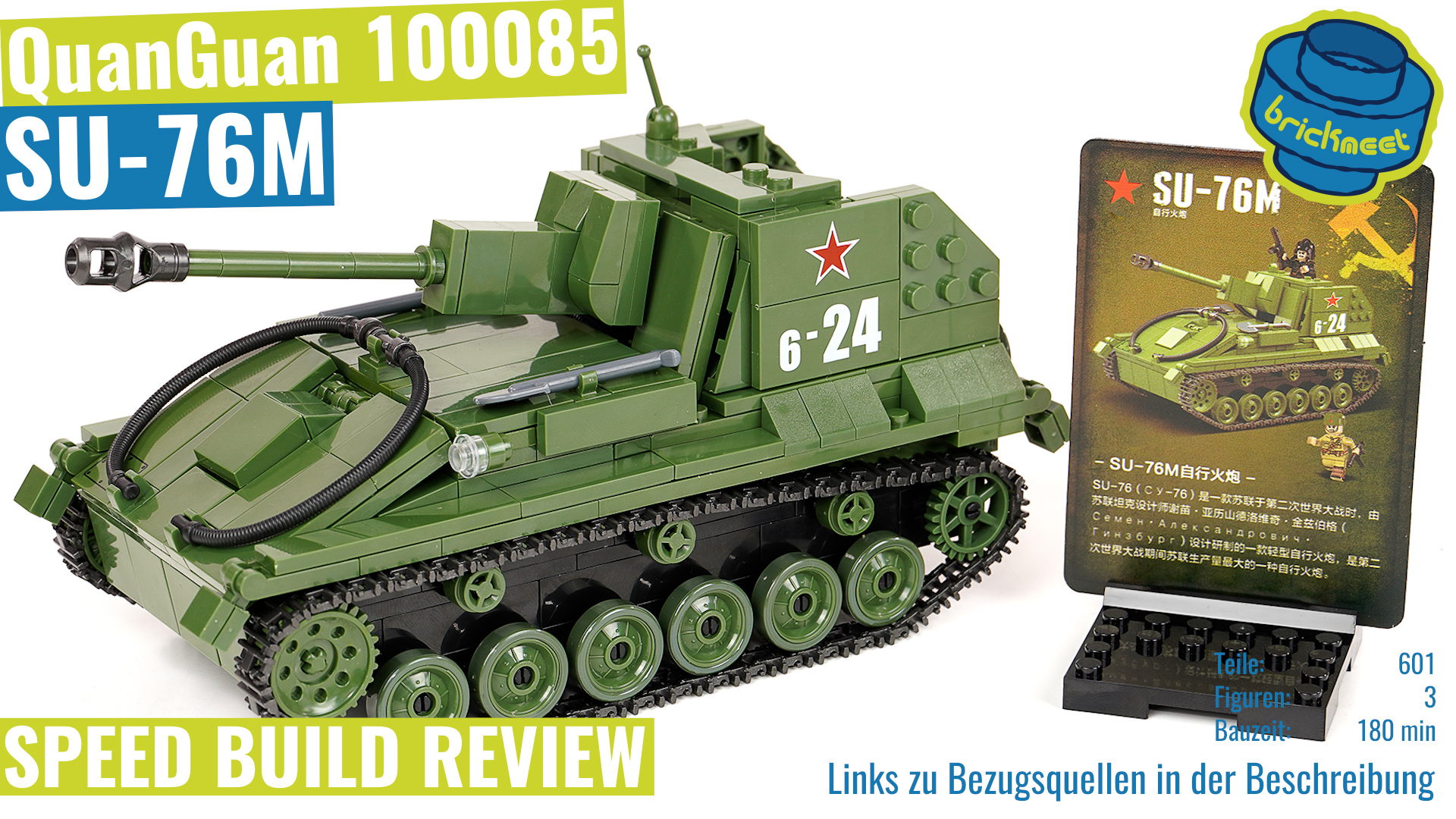 QuanGuan 100085 - SU-76M with interior (Speed Build Review) - BrickMeet EN