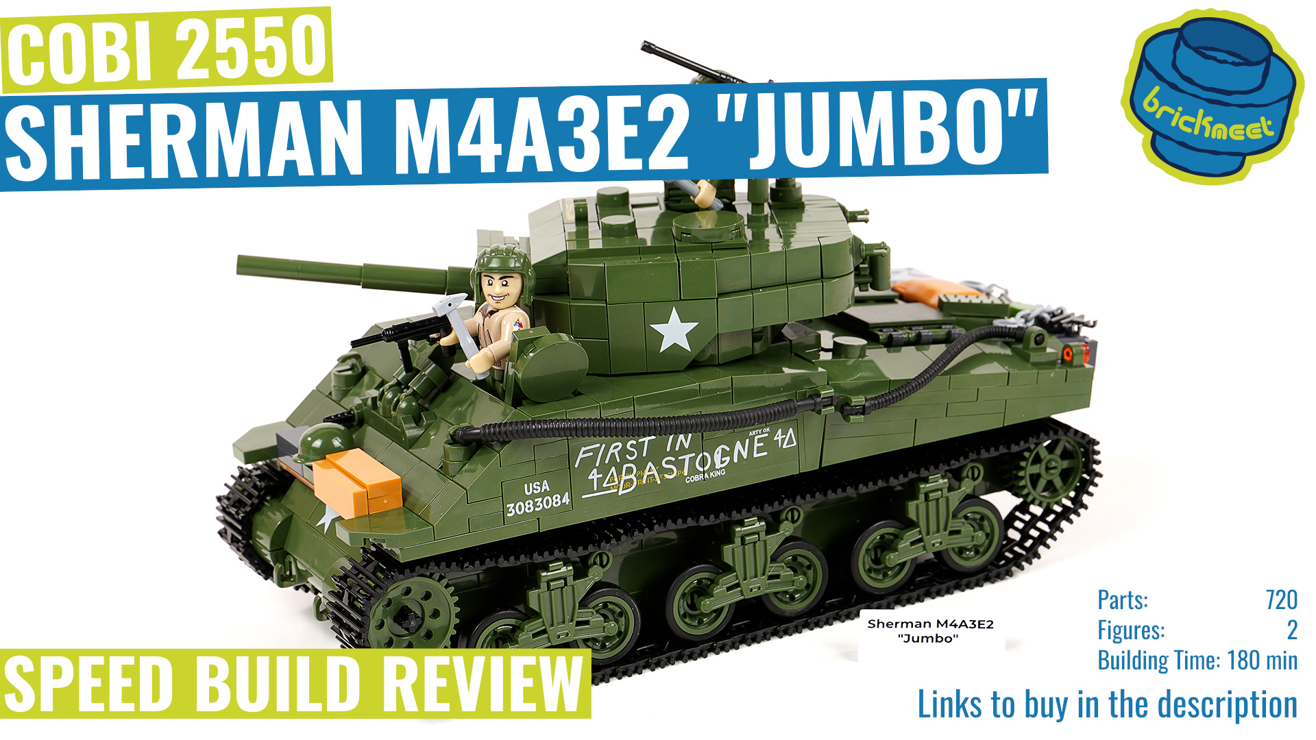 COBI 2550 - Sherman M4A3E2 "Jumbo" (Speed Build Review) - BrickMeet EN