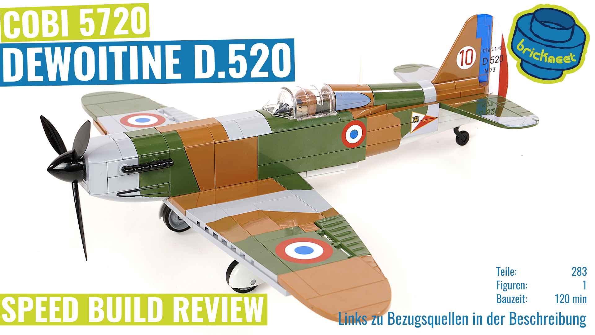 COBI 5720 - Dewoitine D.520 (Speed Build Review) - BrickMeet EN