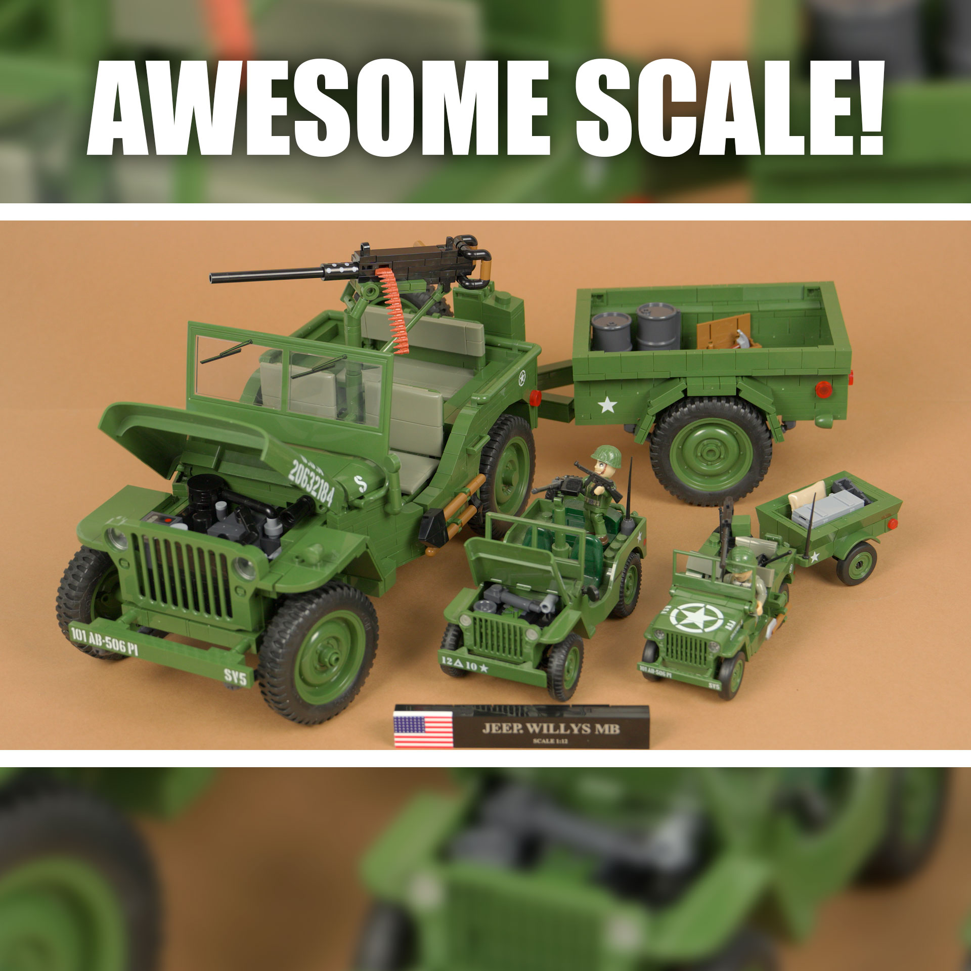 COBI 2804 - XXL Size 1:12 Willys Jeep with Trailer (Speed Build Review ...